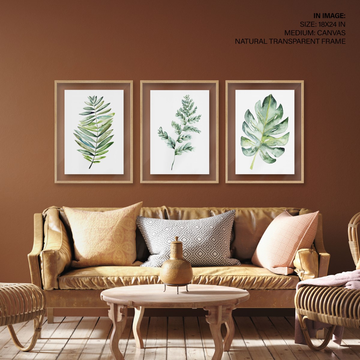 Botanical Leaves Framed Wall Art (Set of 3), Botanical Art, Nature Art ...